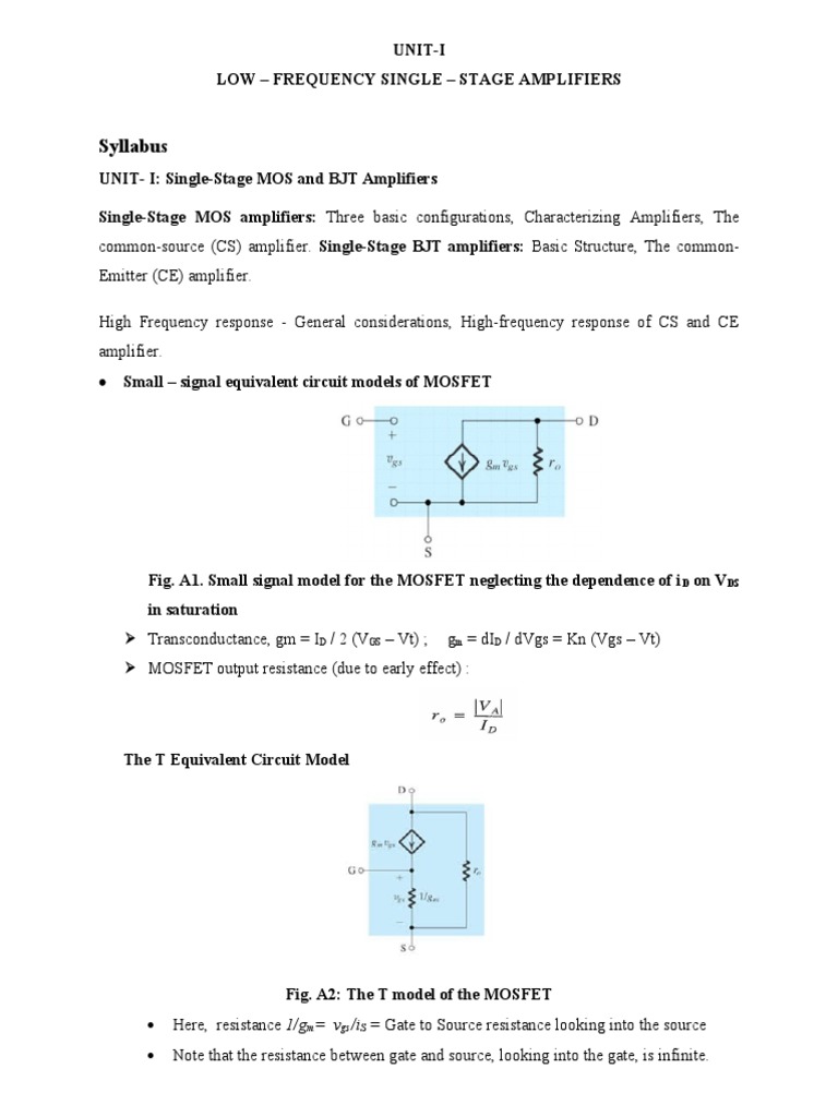 Analog Circuits Unit 1 Formulae | PDF | Amplifier | Bipolar Junction Transistor