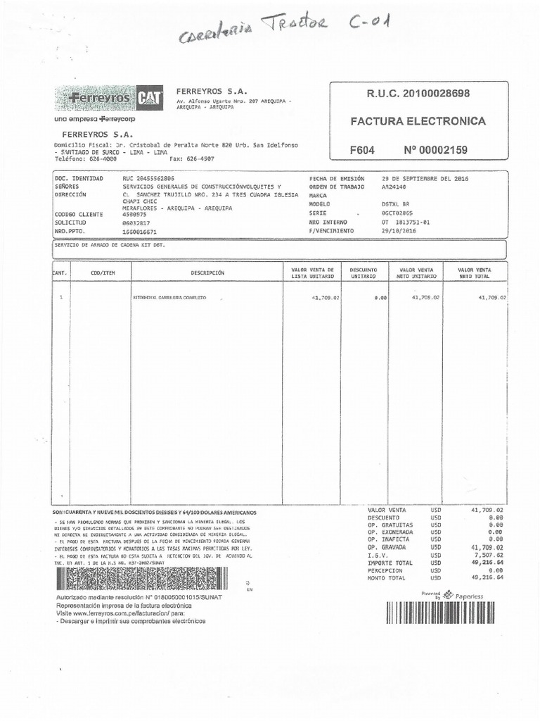 Justif Carrileria Tractor C-01 Parte 1 | PDF