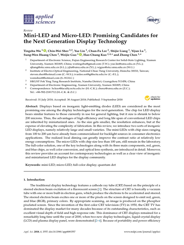 Applied Sciences: Mini-LED and Micro-LED: Promising Candidates For The ...