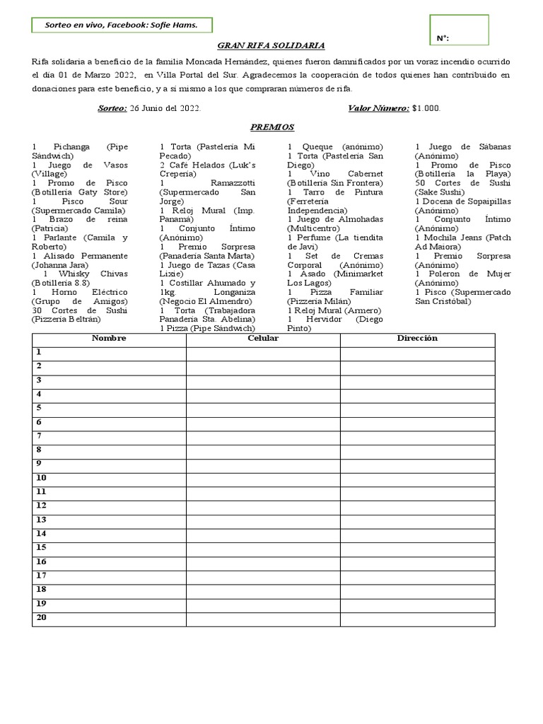 Gran Rifa Solidaria | Descargar gratis PDF | Alimentos | Cocina