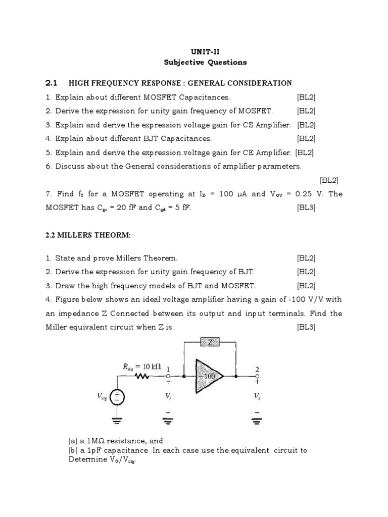 High-Frequency Response & Amplifier Analysis | PDF | Amplifier | Mosfet