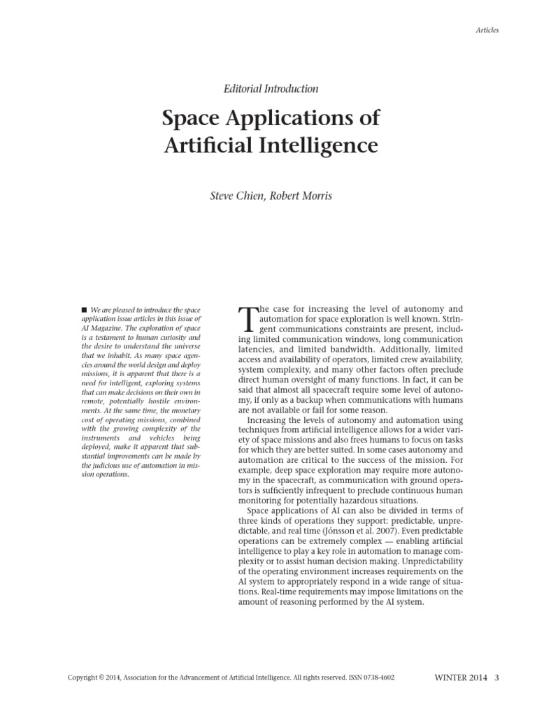 Space Applications of Artificial Intelligence | PDF | Artificial ...