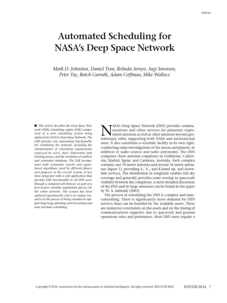 Automated Scheduling For NASA's Deep Space Network | PDF | Nasa Deep Space Network | Computing