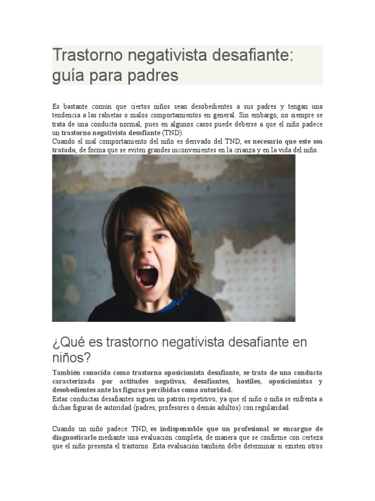 Trastorno Negativista Desafiante Guia Padres | PDF | Trastorno mental ...