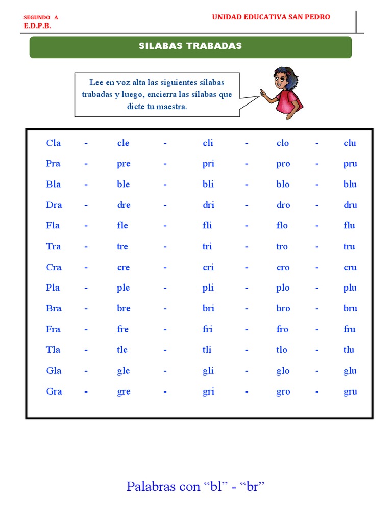 Ejercicios de Sílabas Trabadas 2° Grado | PDF | Hexapoda | Insectos