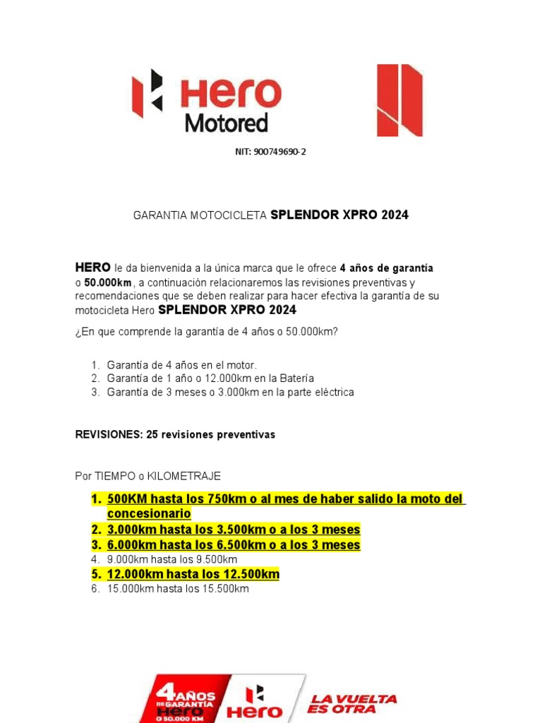 Ficha Tecnica Splendor Xpro 2024 | PDF