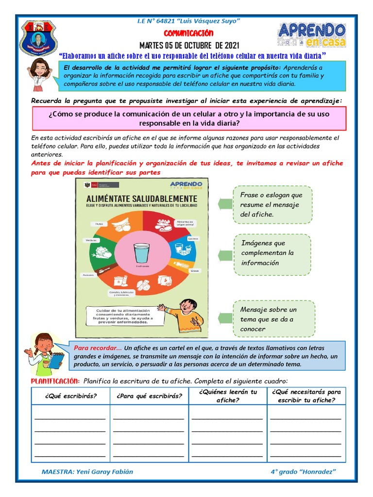 FICHA ELABORAMOS UN AFICHE | PDF | Póster | Comunicación