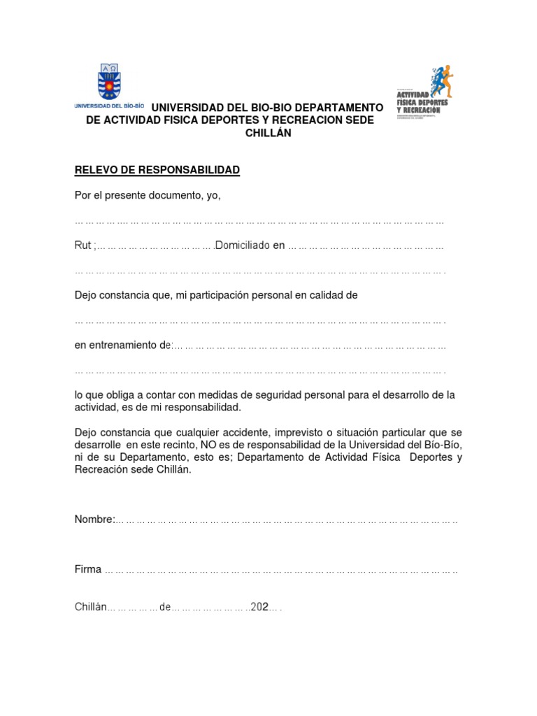 Relevo de Responsabilidad Deportiva | PDF | Salud y bienestar
