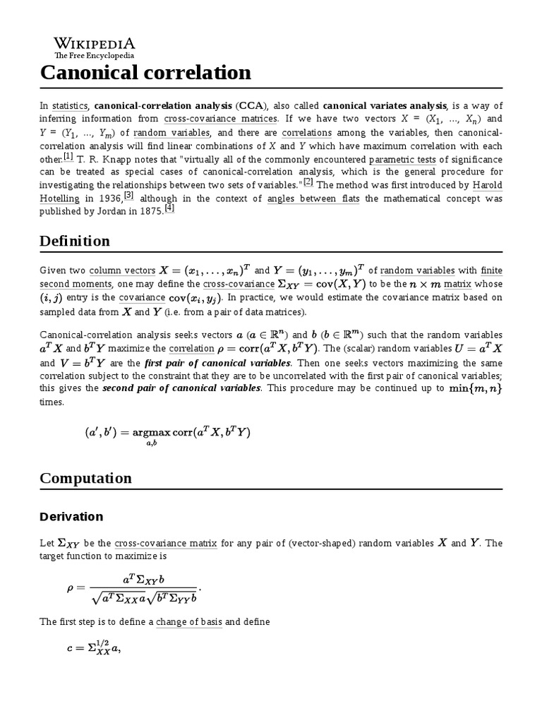 Canonical Correlation | PDF | Mathematics | Linear Algebra
