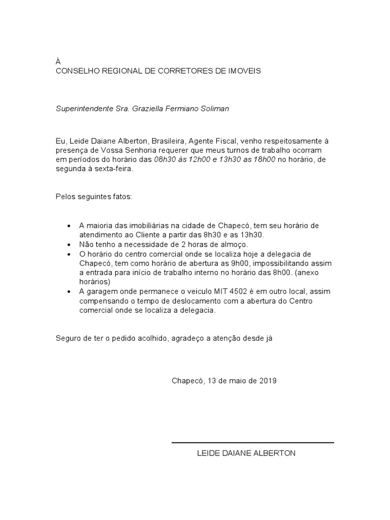 Modelo De Carta Troca De Familia