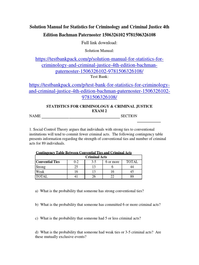 Statistics For Criminology and Criminal Justice 4th Edition Bachman ...