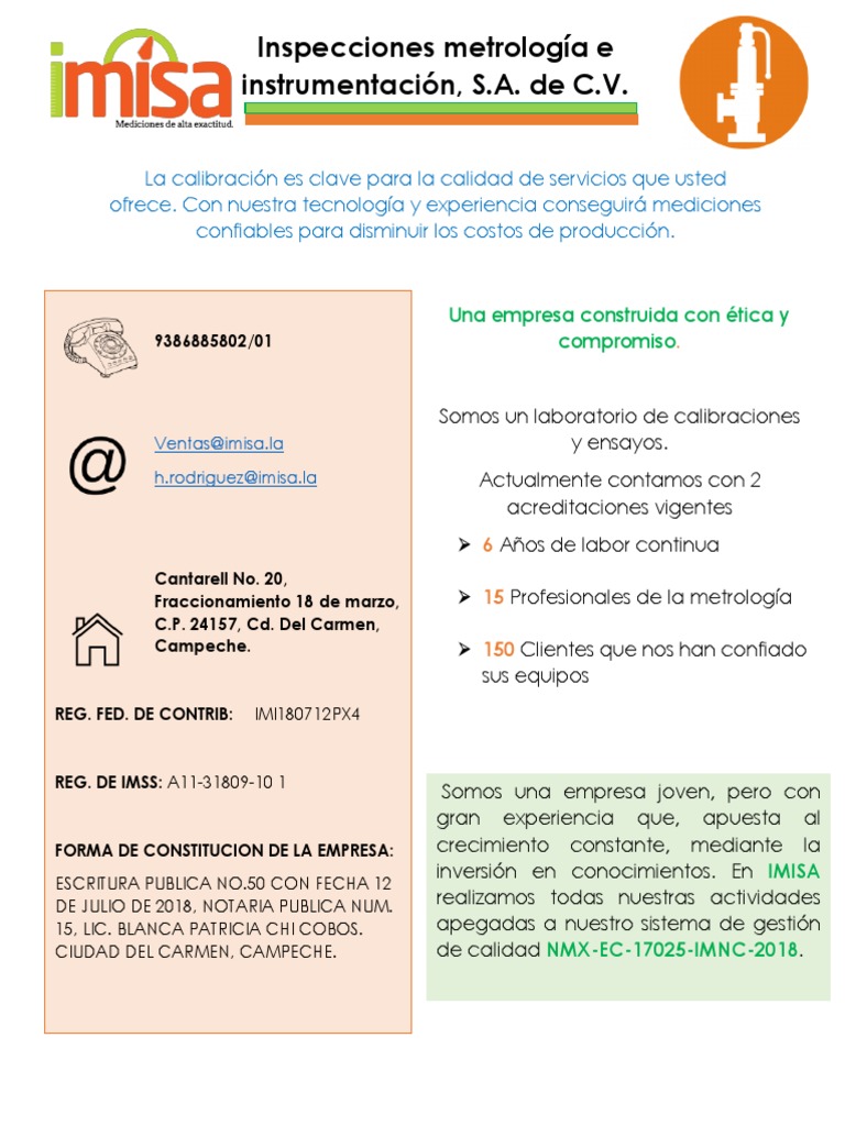 CV Imisa | PDF | Calidad (comercial) | Pruebas no destructivas