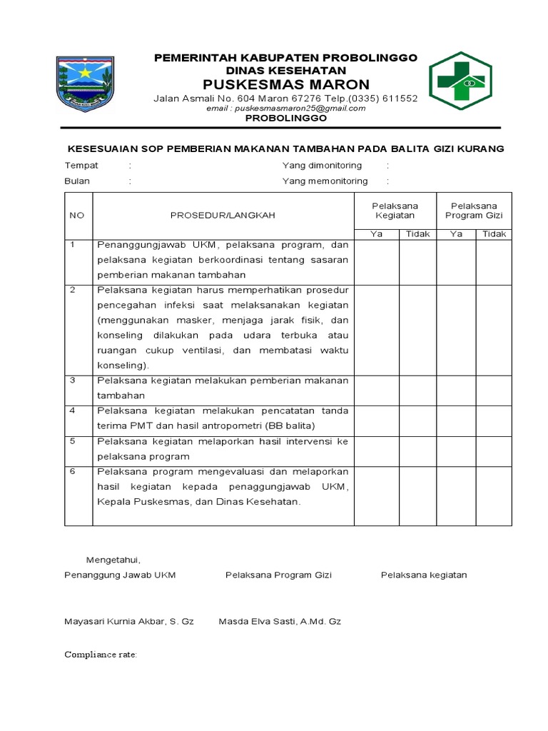 Daftar Tilik PMT Gizi Kurang | PDF Daftar Tilik PMT Gizi Kurang | PDF