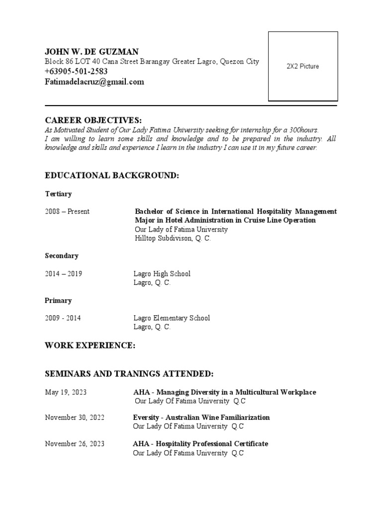 Resume Ojt John | PDF