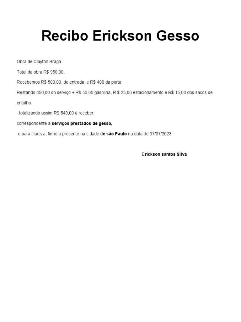 Modelo Recibo Simples Para Impressao | PDF