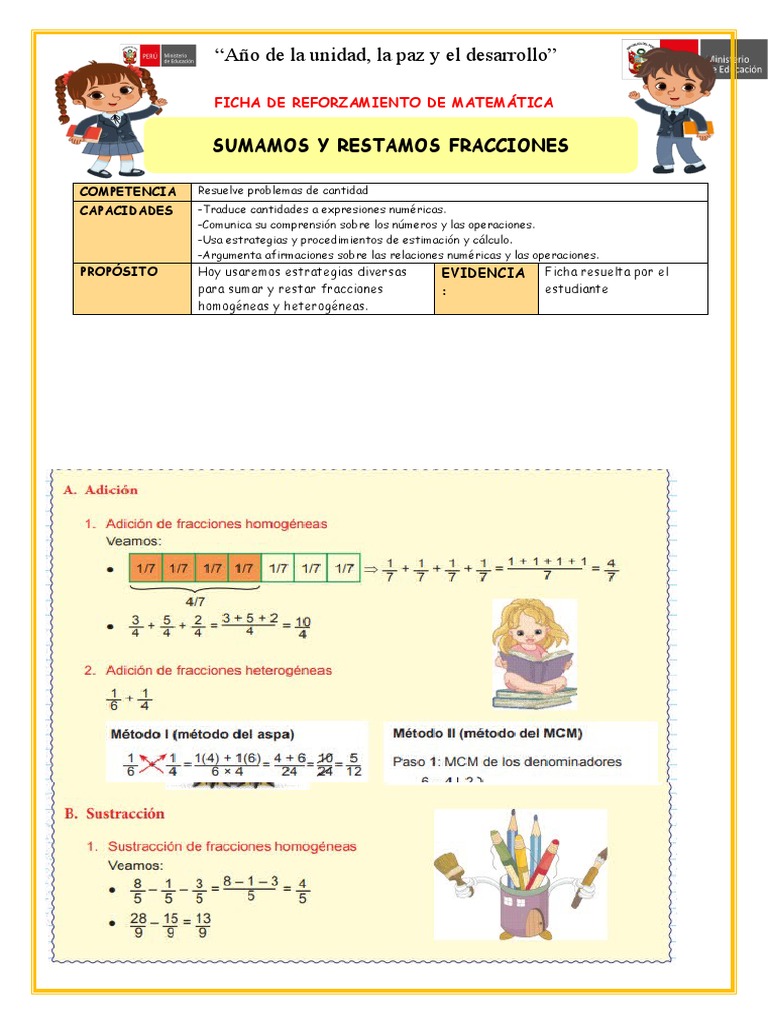 Reforzam-Mat - Sumamos y Restamos Fracciones | PDF Reforzam-Mat - Sumamos y Restamos Fracciones | PDF