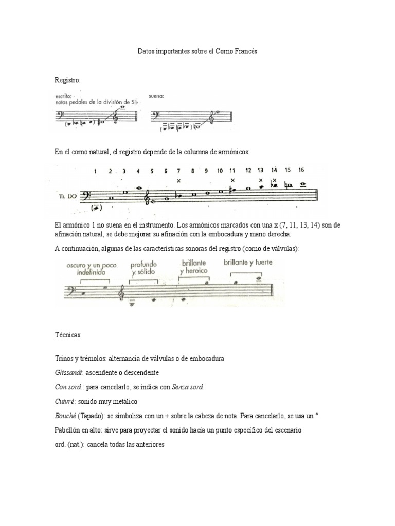 Características del Corno Francés | PDF | Estudios de idiomas ...