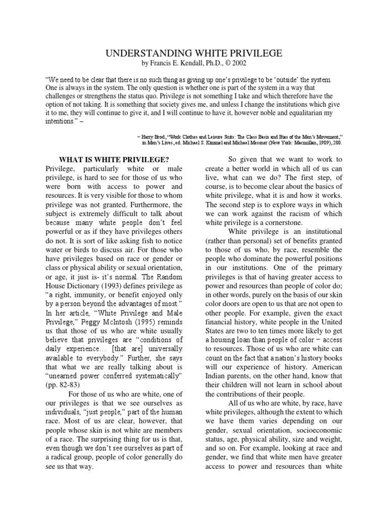 Understanding White Privilege | PDF | Race (Human Categorization ...