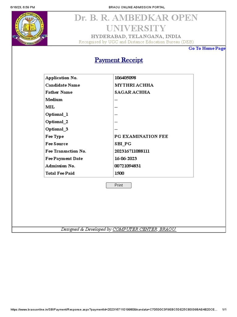 Braou Online Admission Portal | PDF