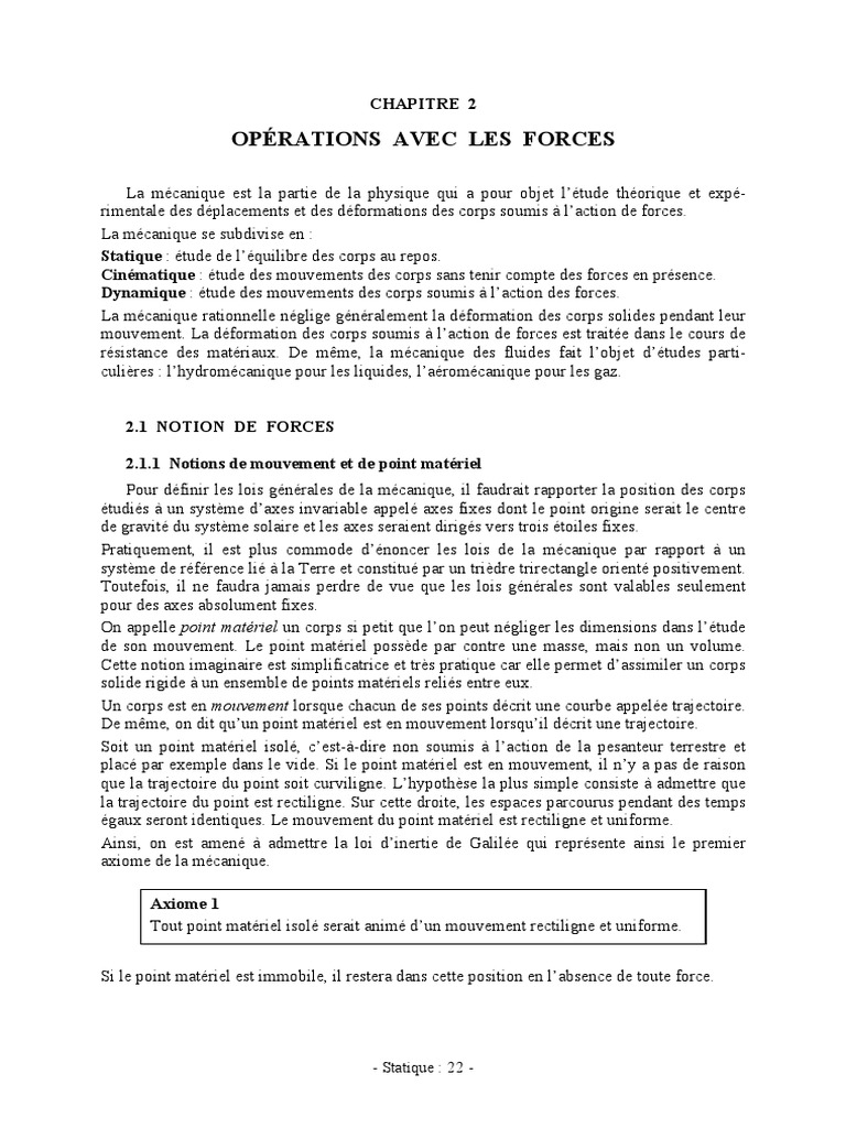 Chap 2 Statique Appliquée | PDF | Obliger | Kilogramme