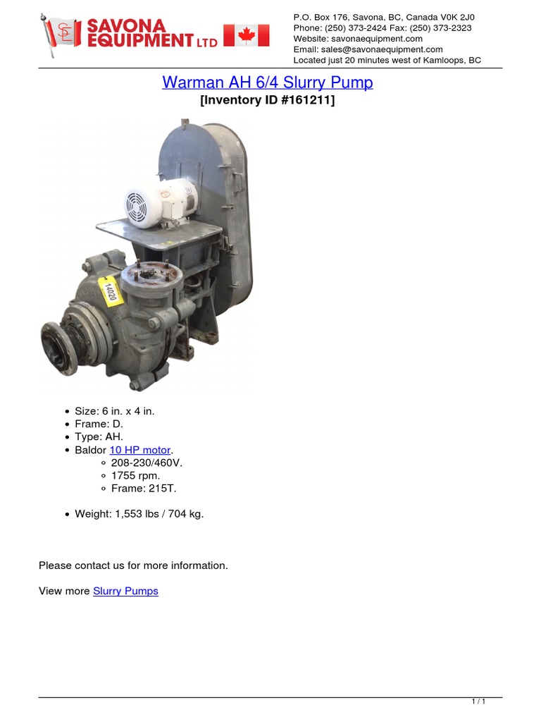 Warman Ah 6 4 Slurry Pump | PDF