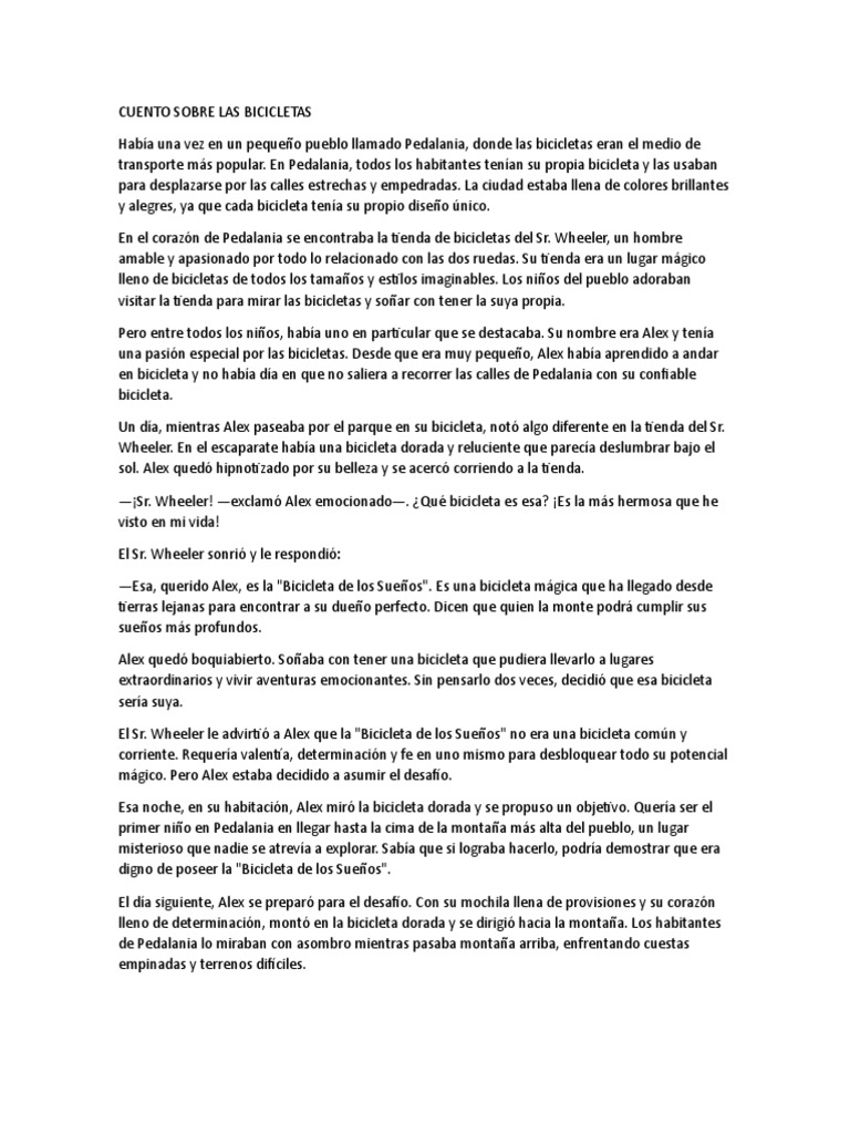 Cuento Sobre Las Bicicletas Pdf