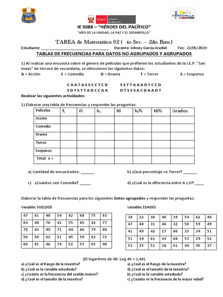 Tarea 02 4to-5to 2b Tablas Estadistiks | PDF