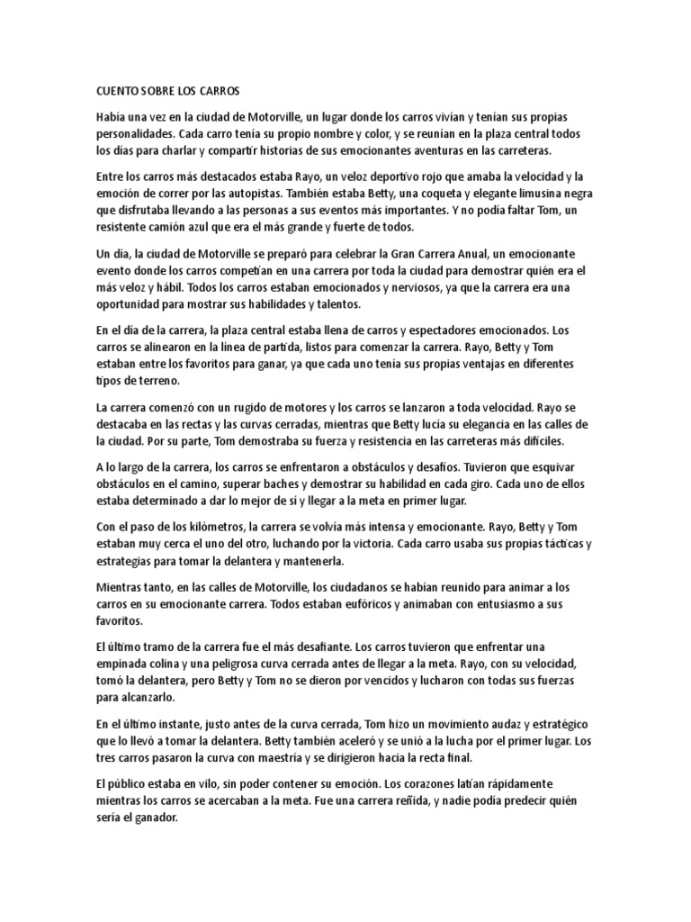Cuento Sobre Los Carros | PDF