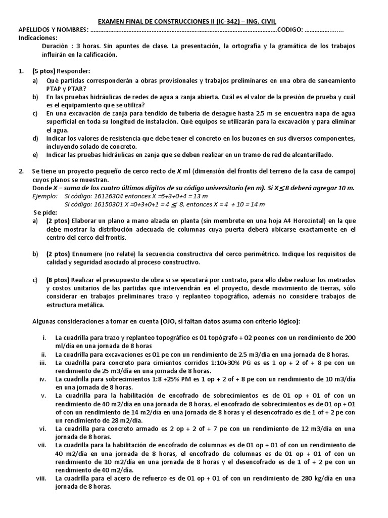 Examen Final | PDF | Hormigón | Diseño arquitectonico