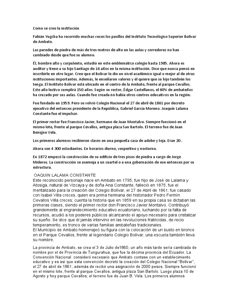 Como Se Creo La Institución | PDF