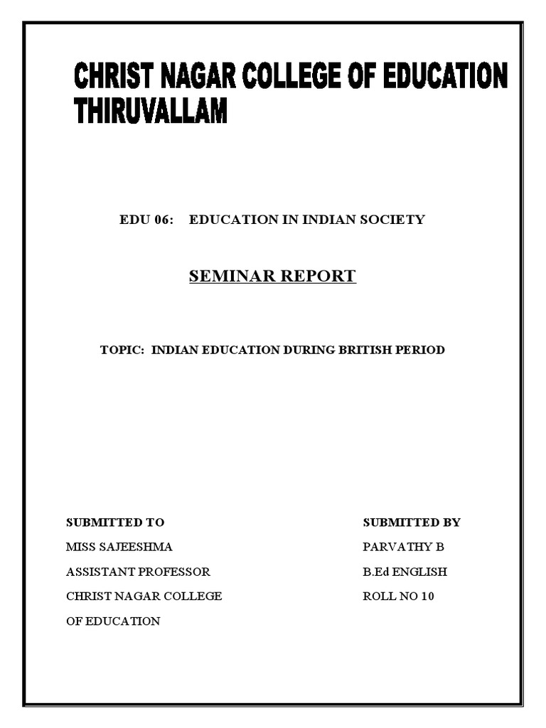 Edu 6 Seminar Report | PDF | British Empire | Theory