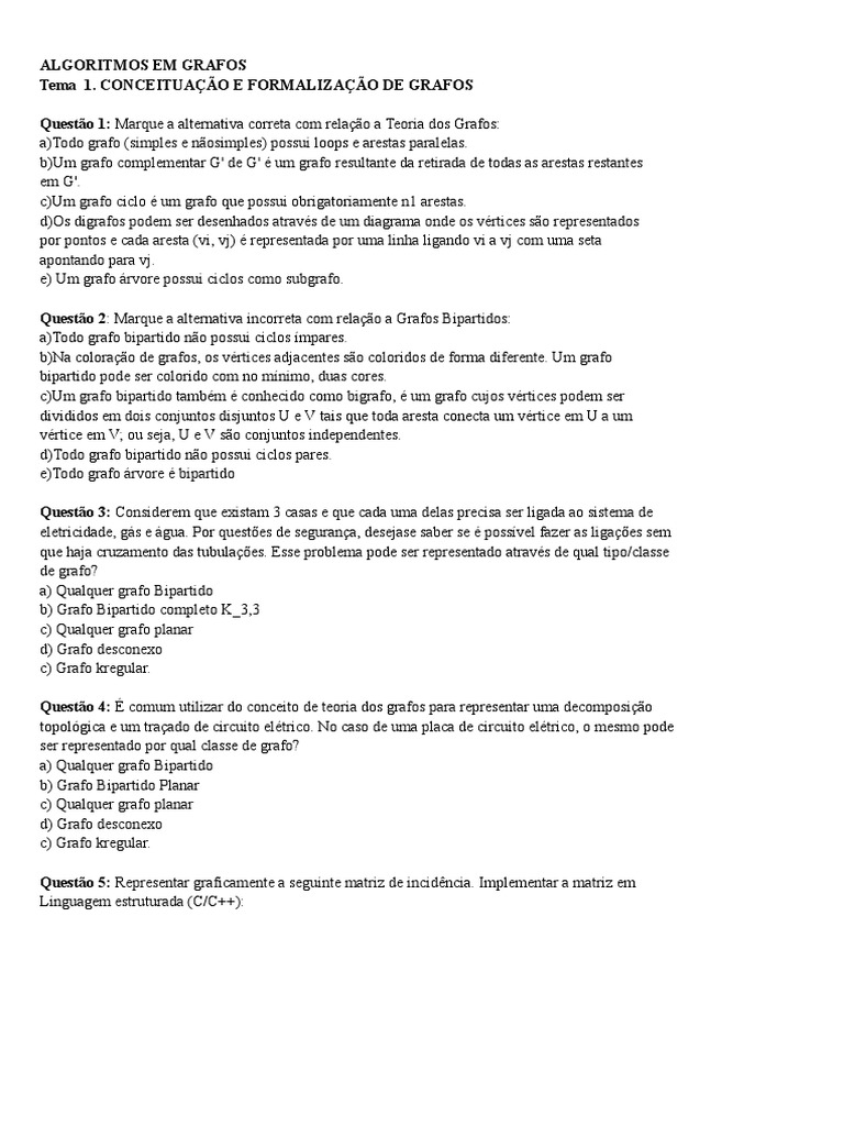 ALGORITMOS EM GRAFOS-plano de Aula | PDF | Teoria dos Gráficos ...