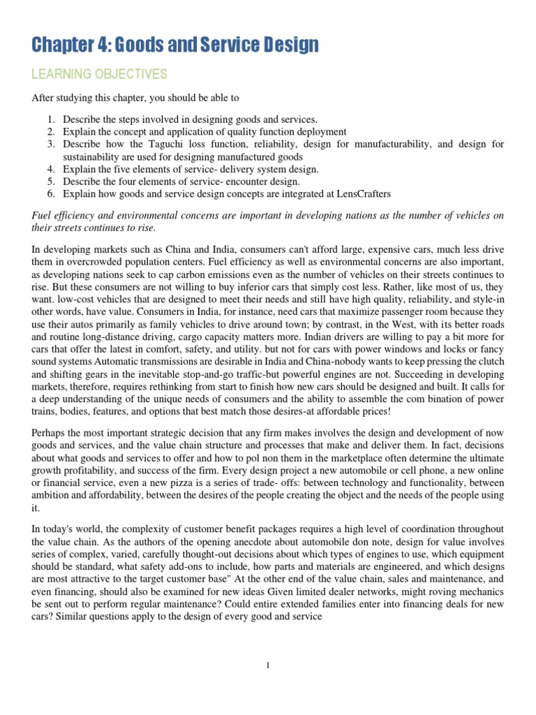 Goods and Service Design Fundamentals | PDF | Engineering Tolerance ...