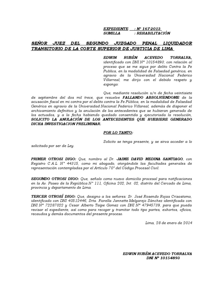 Rehabilitacion Edwin Acevedo | PDF | Judicaturas | Ley Pública