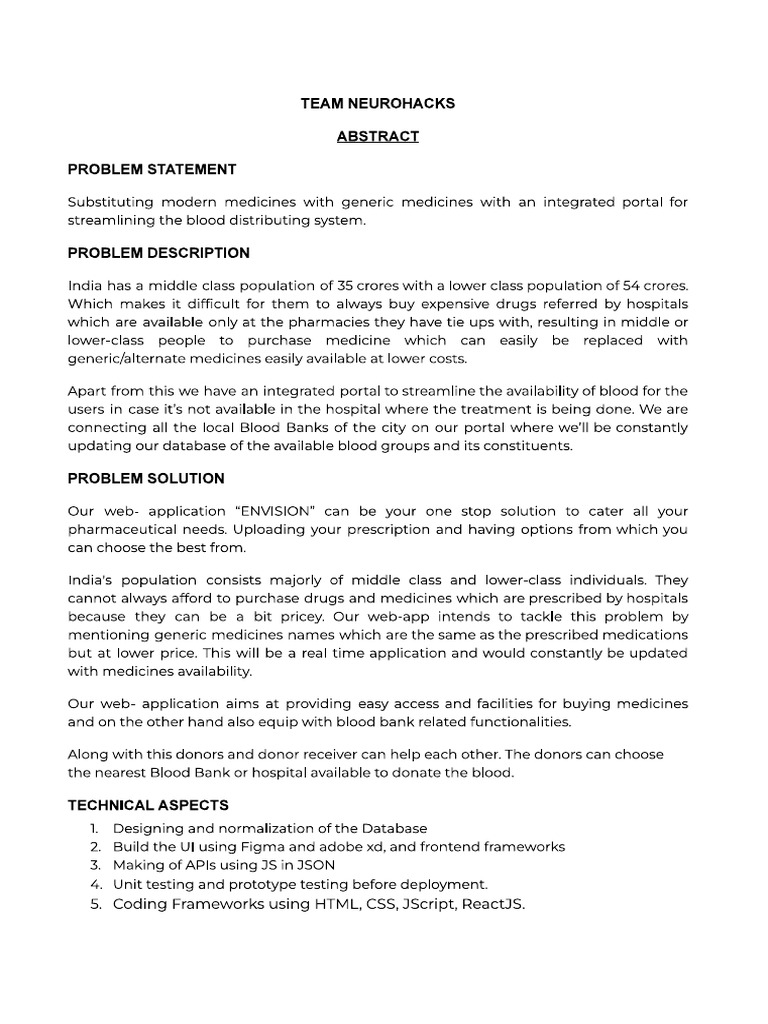 Abstract Team Neurohack | PDF