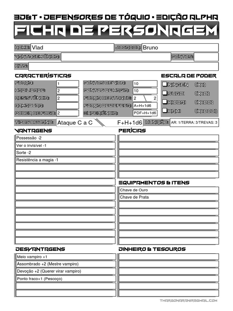 3DT Alpha - Ficha de Bruno | PDF