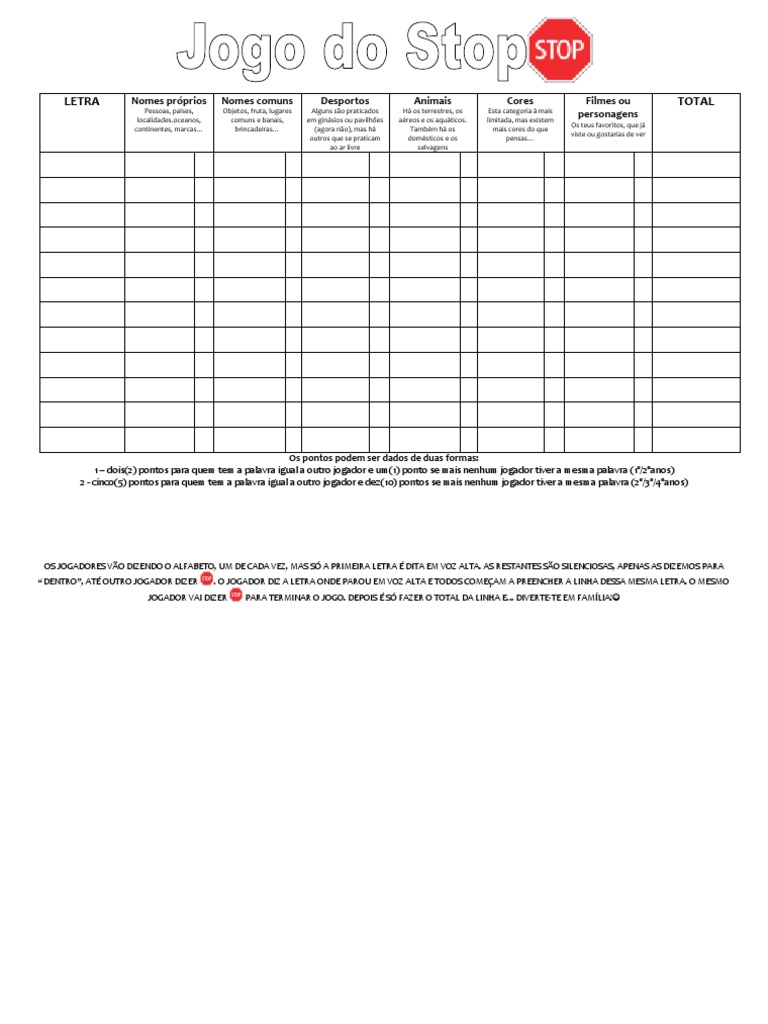 Jogo Do Stop | PDF