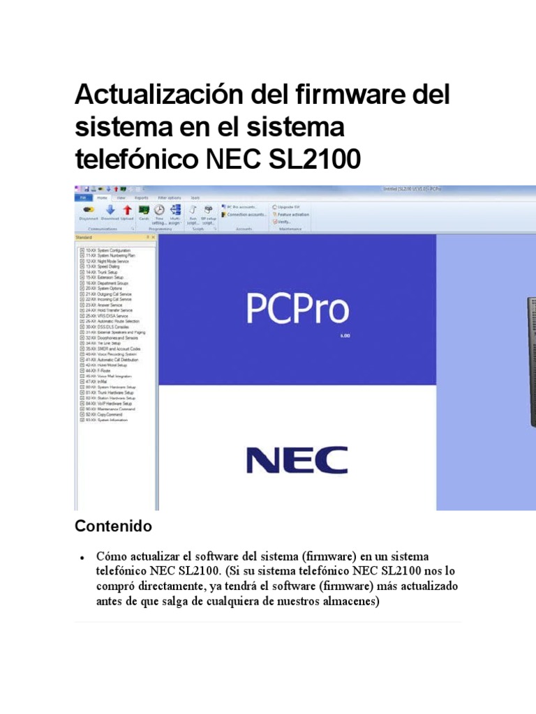 Actualización Del Firmware Del Sistema en El Sistema Telefónico NEC SL2100 | PDF | Tecnología e ...