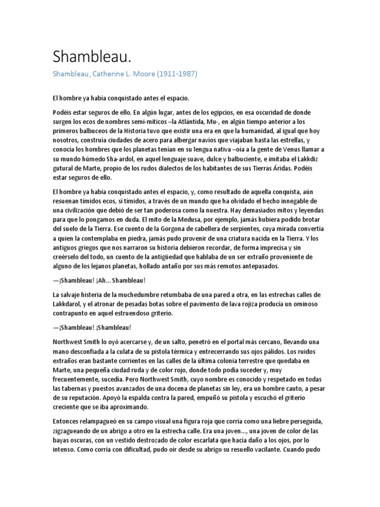 Shambleau, C. L. Moore | PDF | Marte