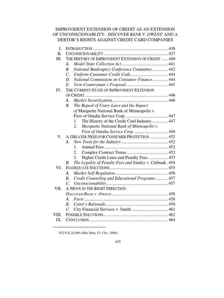 Improvident Extension of Credit | PDF | Bankruptcy | Finance & Money ...