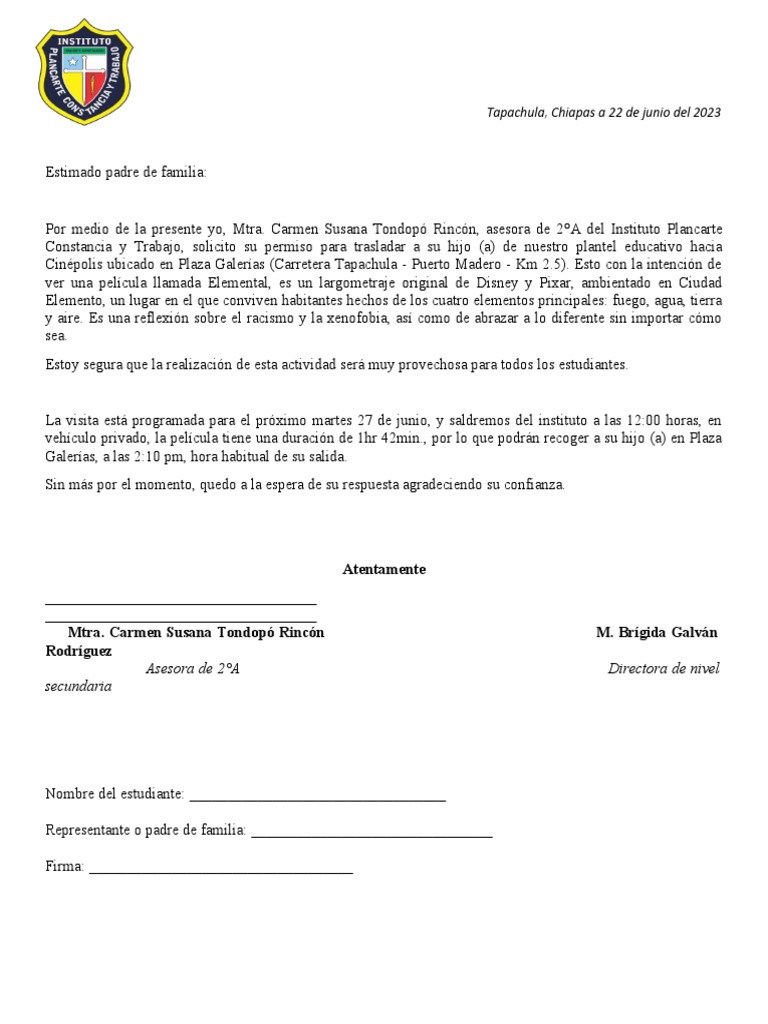 Permiso Escolar | PDF