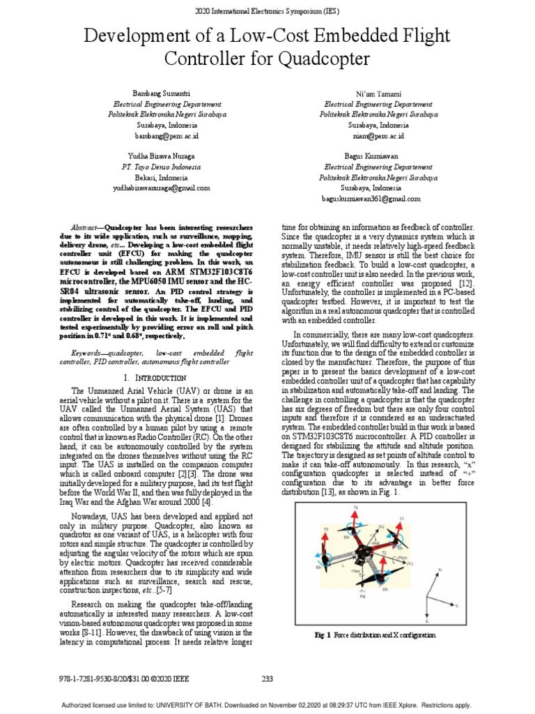Development Of A Low Cost Embedded Flight Controller For Quadcopter Pdf Unmanned Aerial 