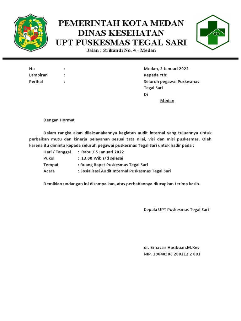 Kop Surat - Undangan Sosialisasi Audit Internal | PDF Kop Surat - Undangan Sosialisasi Audit Internal | PDF