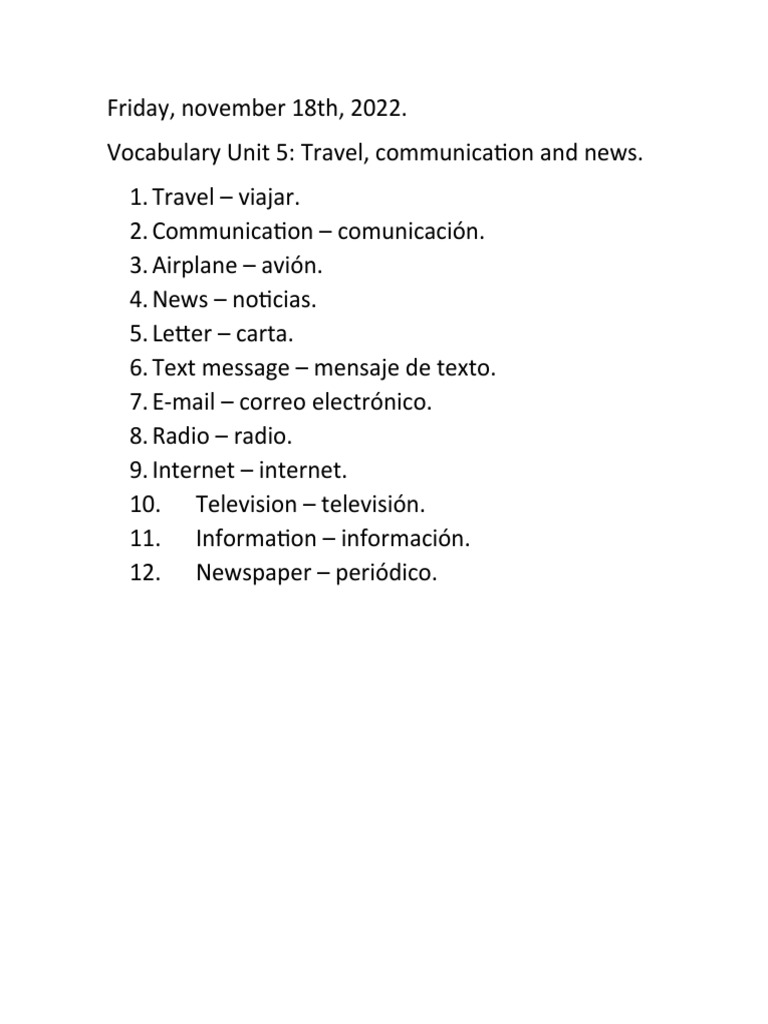 Vocabulary Unit 5 Pdf