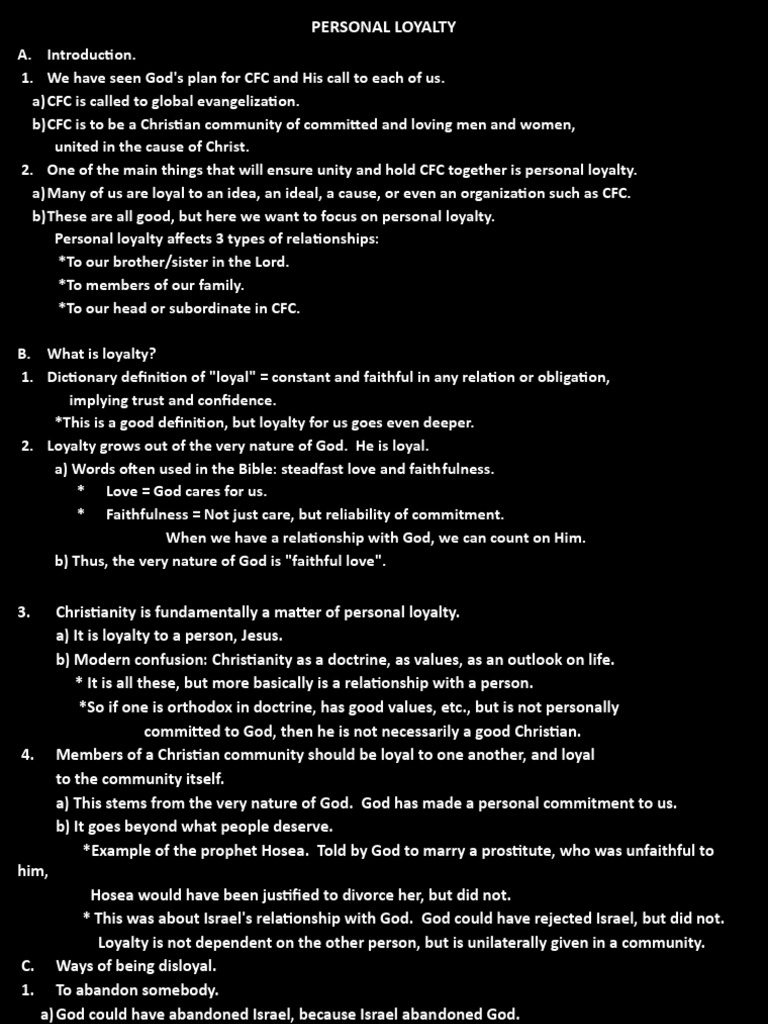Personal Loyalty Talk | PDF | Loyalty | Love