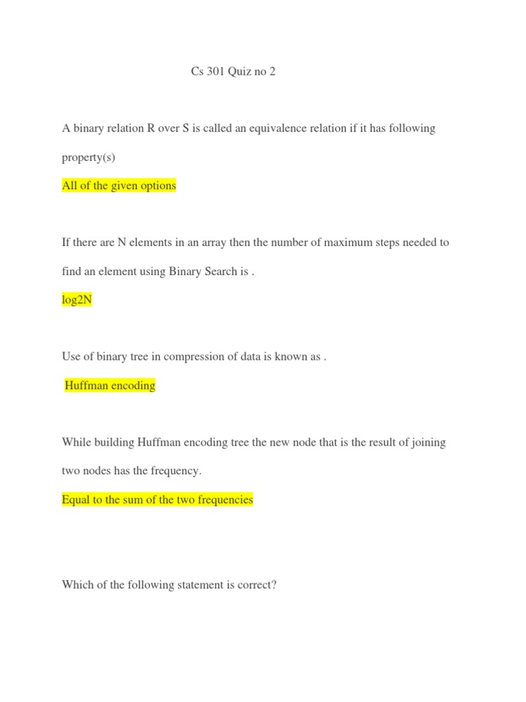 Cs 301 Quiz No 2 File Pdf Pointer Computer Programming Computing 