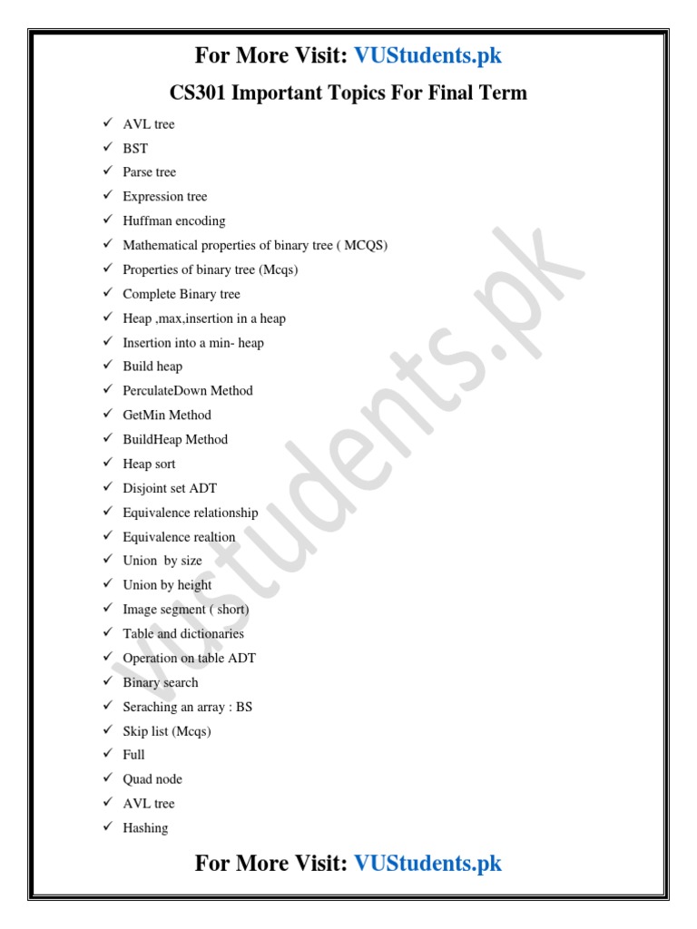 CS301 Important Topics For Final Term | PDF | Teaching Methods & Materials | Computers