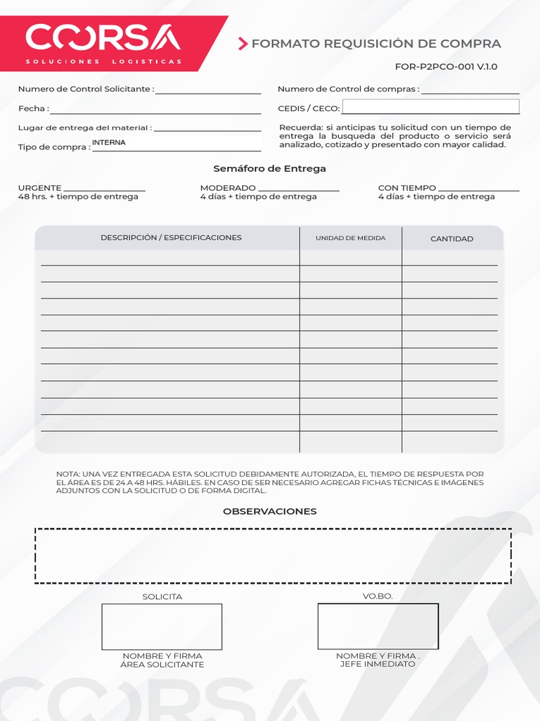 Formato de Requisición de Compra | PDF