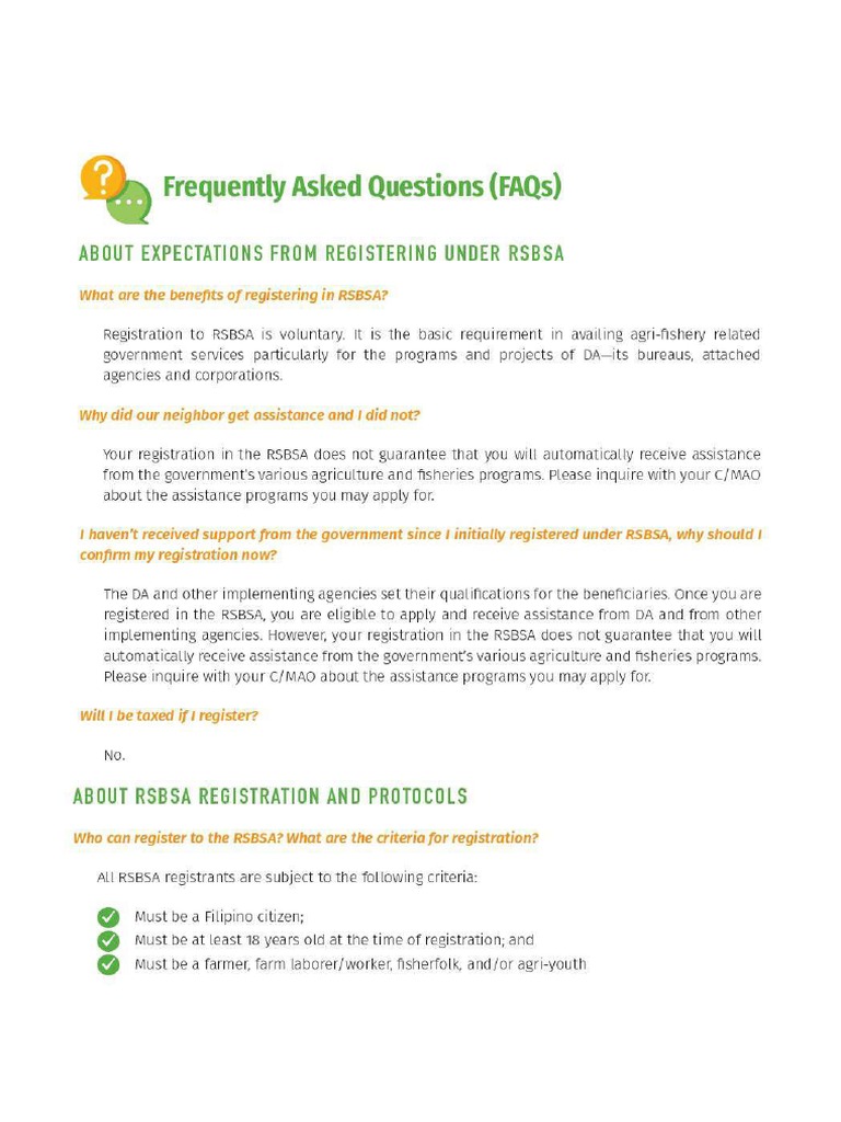 RSBSA FAQs 07 2022 | PDF