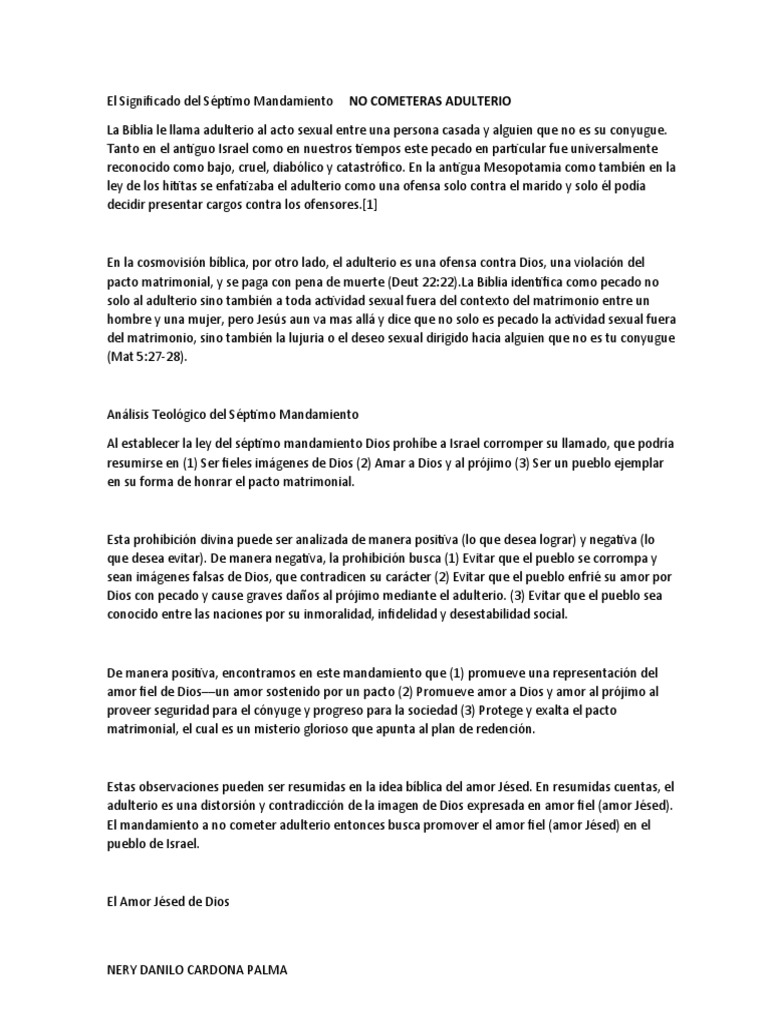 El Significado Del Séptimo Mandamiento NO COMETERAS ADULTERIO | PDF ...